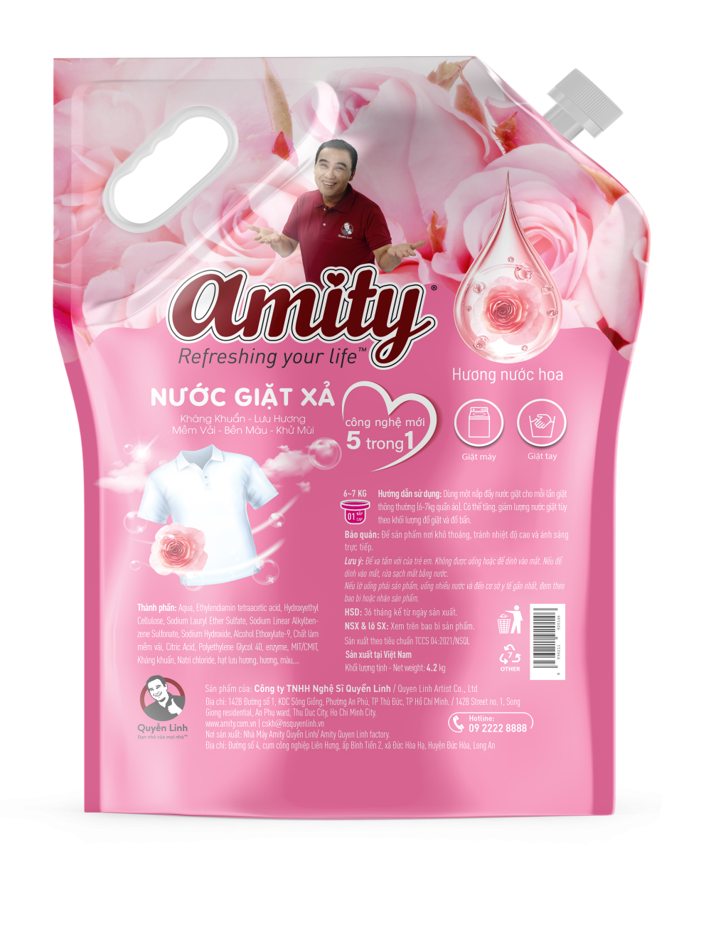Nước giặt xả AMITY 5 trong 1 nhãn hồng – Hương nước hoa - 3.6kg - Công ...