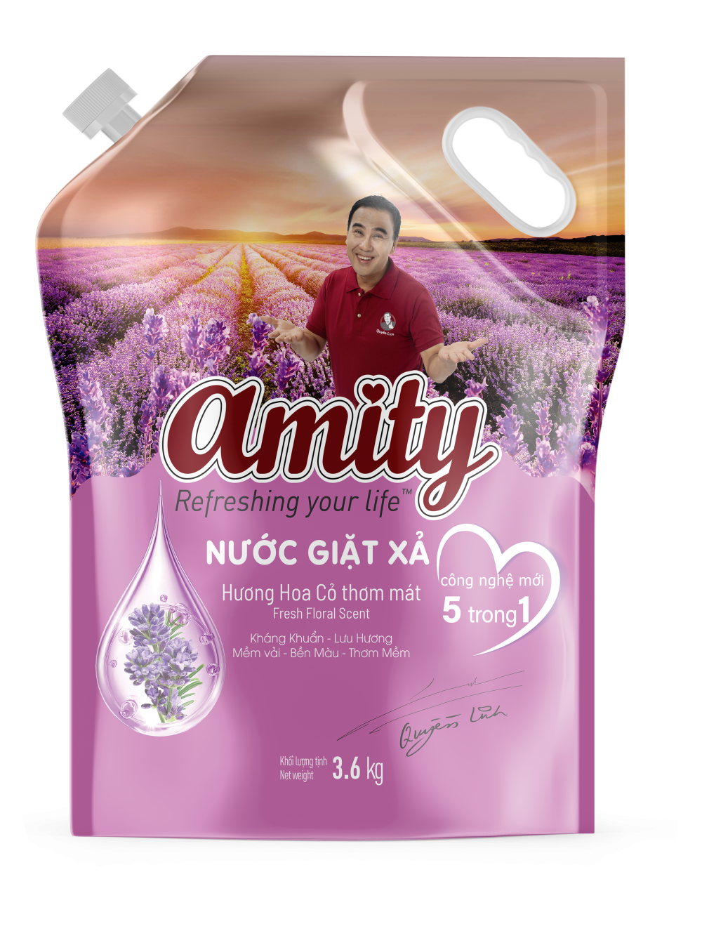 Nước giặt xả AMITY 5 trong 1 nhãn tím – Hương hoa cỏ thơm mát - 3.6kg ...