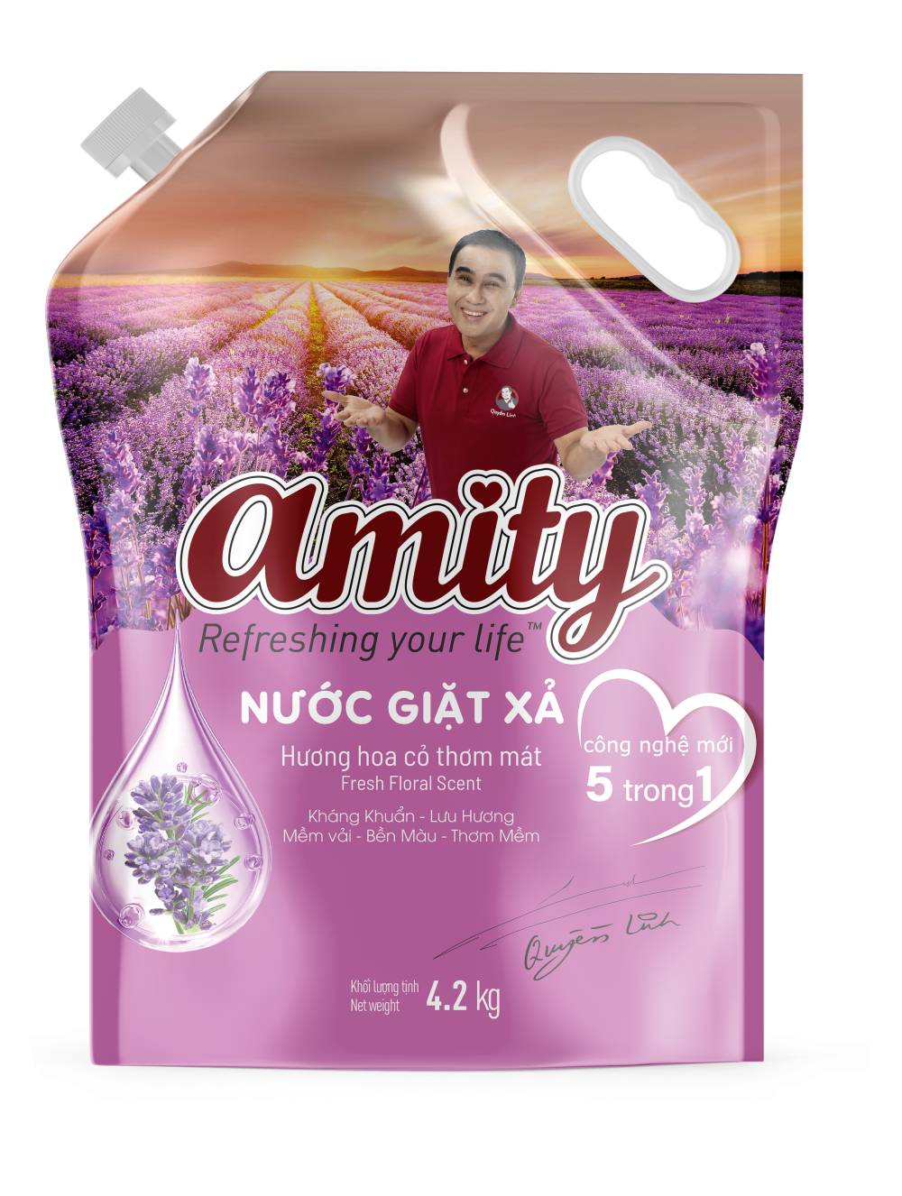 Nước giặt xả AMITY 5 trong 1 nhãn tím – Hương hoa cỏ thơm mát - 4.2kg ...