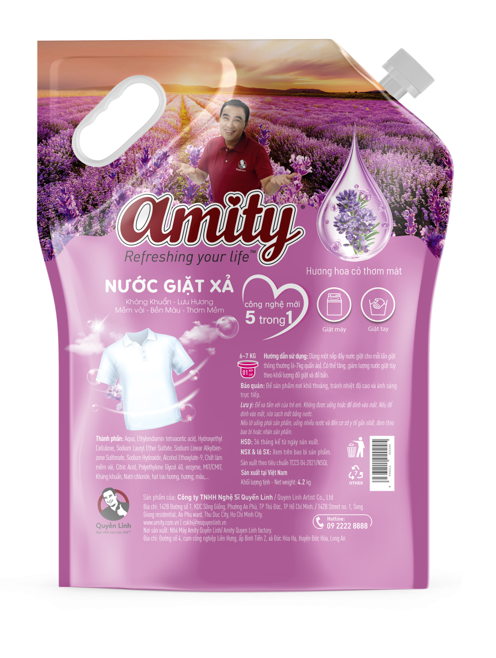 Nước giặt xả AMITY 5 trong 1 nhãn tím – Hương hoa cỏ thơm mát - 4.2kg ...